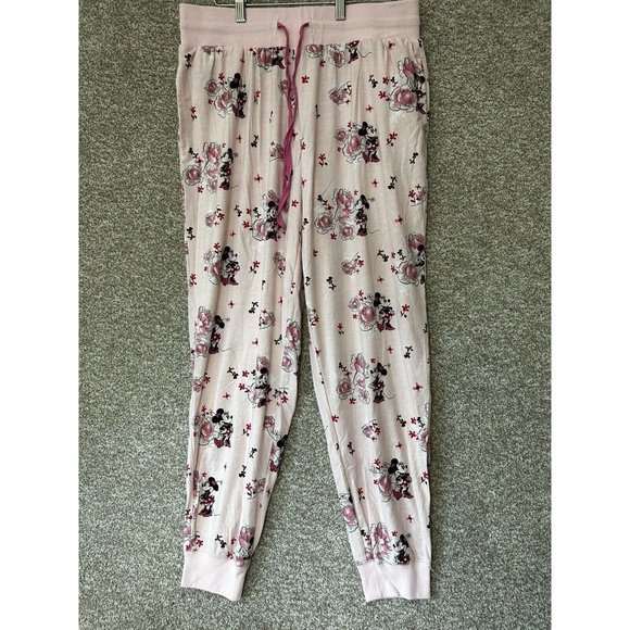 Disney | Pants & Jumpsuits | Disney Minnie Mouse Womens Pink Floral ...
